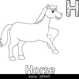 Horse Alphabet ABC Coloring Page H Stock Vector Image & Art - Alamy
