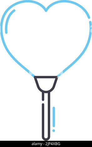 Gift box line icon, valentines day and love, gift vector icon, vector ...