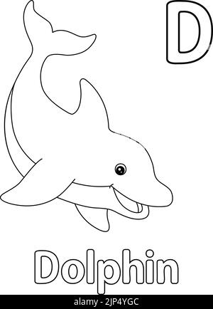 Dolphin Animal Tracing Letter ABC Coloring Page D Stock Vector Image ...