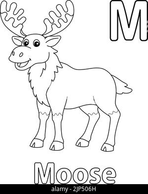 Moose Animal Tracing Letter ABC Coloring Page M Stock Vector Image ...