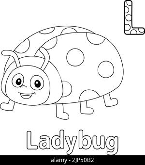 Ladybug Animal Tracing Letter ABC Coloring Page L Stock Vector Image ...