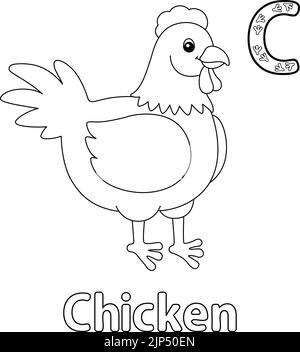 Chicken Animal Tracing Letter ABC Coloring Page C Stock Vector Image ...