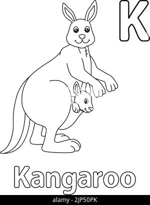 Kangaroo Animal Tracing Letter ABC Coloring Page K Stock Vector Image ...