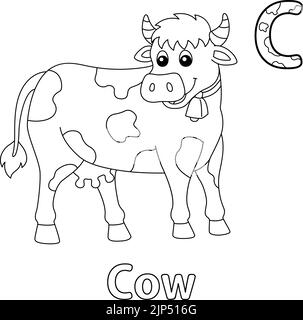 Cow Animal Tracing Letter ABC Coloring Page C Stock Vector Image & Art ...