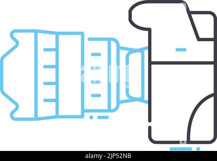 Camera side view icon, linear isolated illustration, thin line vector ...