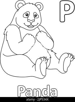 Panda Animal Tracing Letter ABC Coloring Page P Stock Vector Image ...