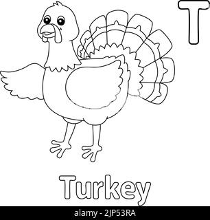 Turkey Animal Tracing Letter ABC Coloring Page T Stock Vector Image ...
