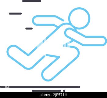 Businessman run icon, linear isolated illustration, thin line vector ...