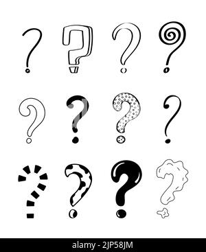 Handwritten question mark in sketch doodle style. Trouble, anxiety ...