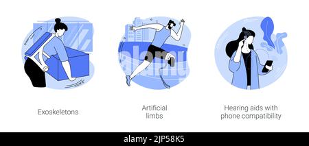 Human augmentation isolated cartoon vector illustrations se Stock ...