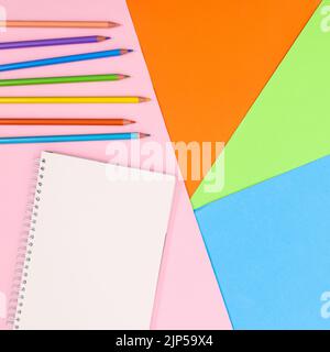 Colorufl creative back to school concept with school supplies on ...