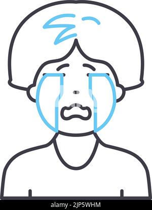 Cry emoji outline vector icon. Thin line black cry emoji icon, flat ...