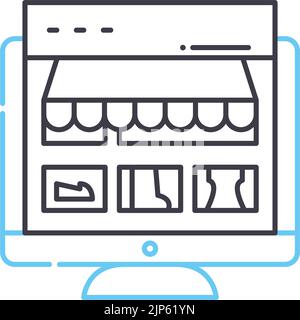 electronic storefront line icon, outline symbol, vector illustration ...