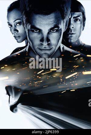 ZOE SALDANA, CHRIS PINE, ZACHARY QUINTO POSTER, STAR TREK, 2009 Stock ...