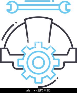 Engineering system line icon, vector. Engineering system outline sign ...