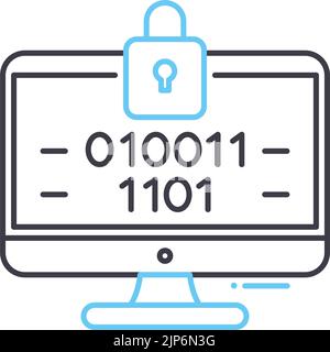 data protection and encryption linear icon, sign, symbol, vector on isolated background Stock ...