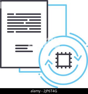 Data processing system icon, linear isolated illustration, thin line ...