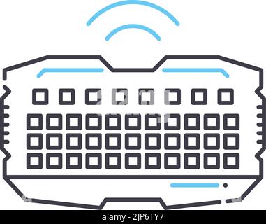 Computer devices vector line icons set. Laptop, Desktop, Monitor, Printer, Keyboard, Mouse ...