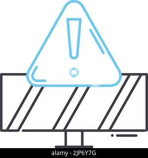 Alert, risk sign line icon set. Caution, warning, exclamation mark thin ...