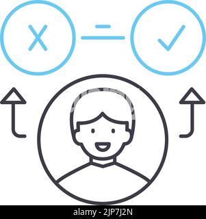 Decision making process thin line vector icon. Problem analysis and solution outline pictogram ...