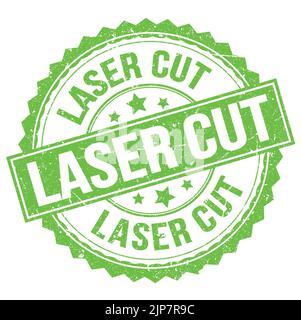 laser cut text written on pink-black grungy stamp sign Stock Photo - Alamy