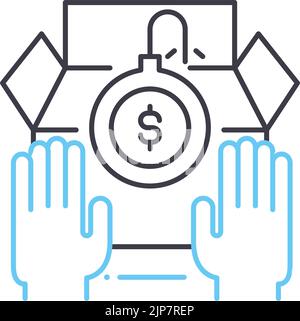 dollar decrease icon. Money symbol with arrow stretching rising drop fall down. Business cost ...