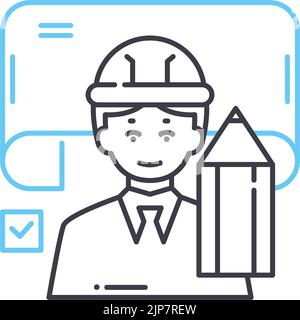 Engineering drawing line icon, concept sign, outline vector ...