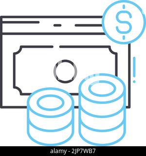 Cash outline vector icon. Thin line black cash icon, flat vector simple ...