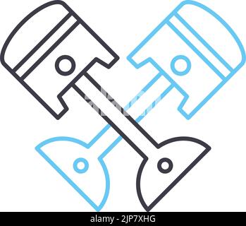 Piston, car service concept vector icon set, flat design auto repair ...