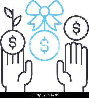 Donation vector line icons set. Gift, Offering, Grant, Contribution ...