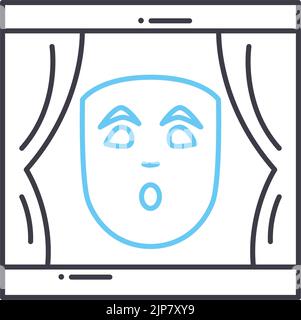 Acting mask line icon. Acting mask concept outline vector, symbol, sign ...