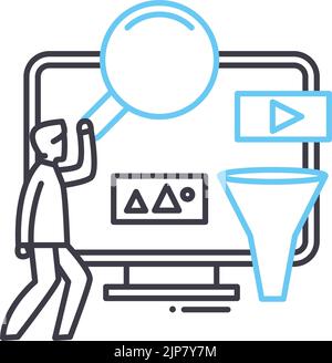 Content curation icon logo sign vector outline in black and white color ...