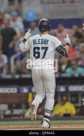 Miami Marlins JJ Bleday (67) bats during an MLB Spring Training game ...