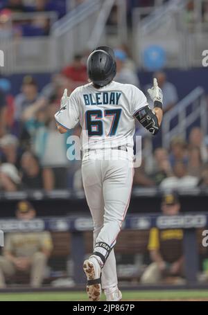 Miami Marlins JJ Bleday (67) bats during an MLB Spring Training game ...