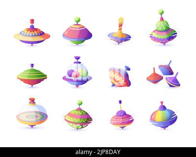 colorful spinning top toy game pixel art vector illustration Stock ...