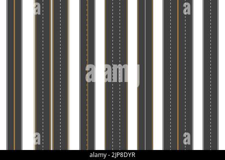 Empty straight road. Top aerial view. Highway with marking. Seamless ...