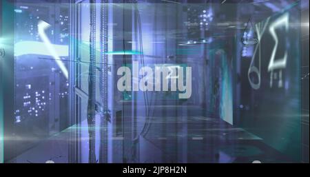 Image of prismatic ring, processing data and maths calculations over ...