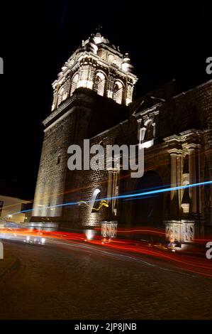A long exposure shot of car headlights on a dark road Stock Photo - Alamy