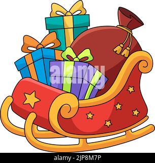 Christmas Sleigh Colored Cartoon Illustration Stock Vector Image & Art ...