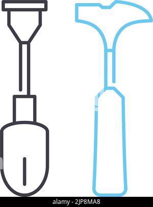 Rake linear icon. Garden tools. Autumn work contour symbol. Lawn tool ...