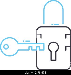 Lock and unlock icon in line style isolated on white background. Open ...