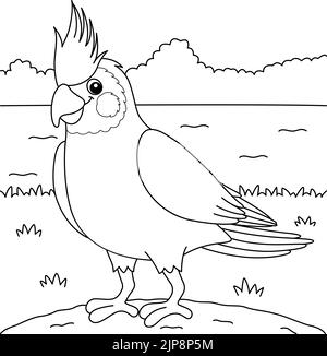 Cockatiel Animal Coloring Page Illustration Stock Vector Image & Art ...
