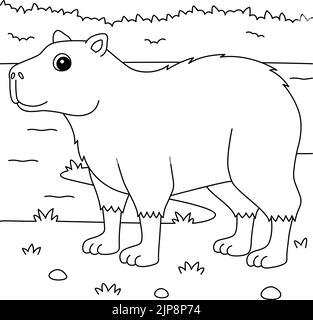 Capybara Animal Coloring Page Illustration Stock Vector Image & Art - Alamy