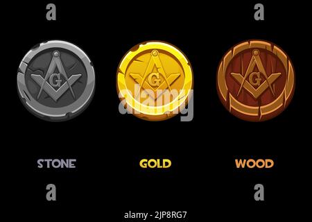 Gold freemasonry emblem - the masonic square and compass symbol. All ...