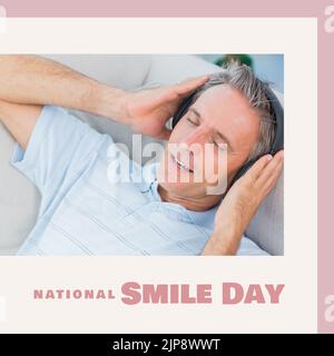 Composition of world smile day text over african american man and his ...