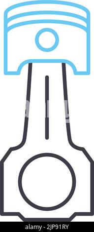 Engine piston vector line icon. Car engine automotive piston part ...