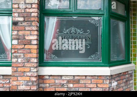 The window of the Rovers Return Inn on the ITV soap opera Coronation ...