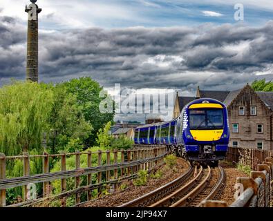 PERTH CITY SCOTLAND A SCOTRAIL TRAIN CROSSING THE RAILWAY BRIDGE OVER ...