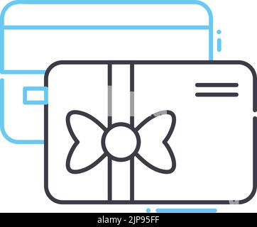 Gift card icon vector line logo mark or symbol set collection outline ...