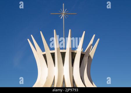 Architectural detail of the Metropolitan Cathedral of Brasília designed ...